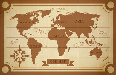 Old world map flat ancient Royalty Free Vector Image