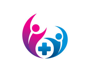 People and plus logo template icon symbol Vector Image