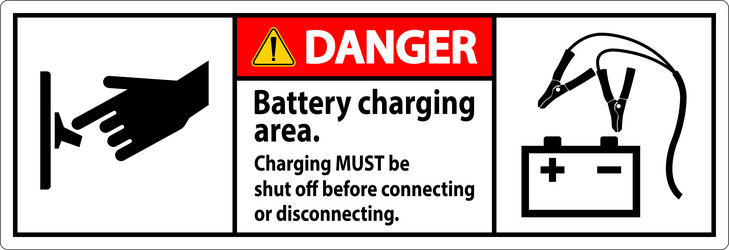 Danger sign battery charging area risk of battery Vector Image