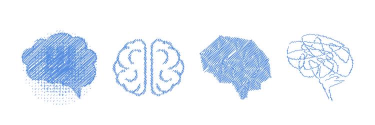 Human brain blue icon and drawn symbol set Vector Image