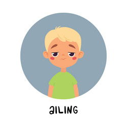 Kid emotion with afraid boy character in round Vector Image
