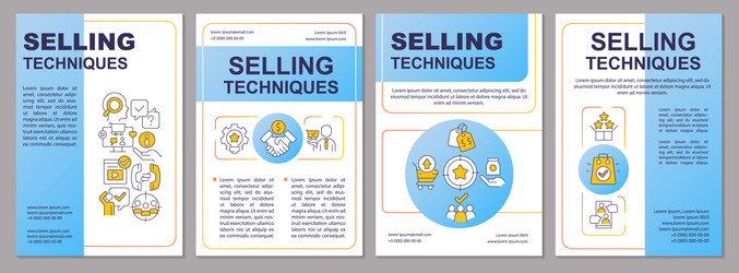 Sales techniques blue brochure template Royalty Free Vector