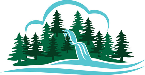Mountain waterfall logo design template Royalty Free Vector