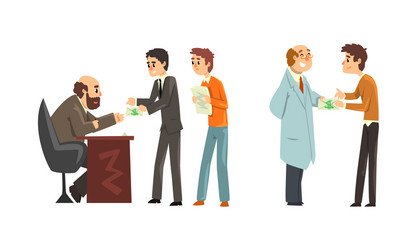 People giving bribes set corruption and bribery Vector Image