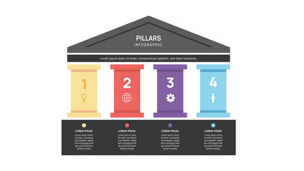 Infographics template 4 pillars with numbers Vector Image