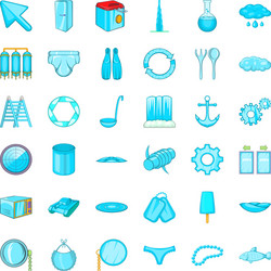 Blue set icons cartoon style Royalty Free Vector Image