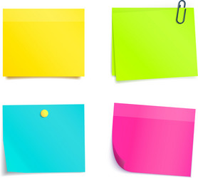Notes colored sticky papers with pin clips memo Vector Image