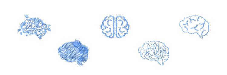 Human brain blue icon and drawn symbol set Vector Image