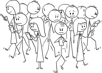 Crowd of people walking cartoon stick figure Vector Image
