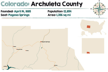 Map archuleta county in colorado Royalty Free Vector Image