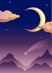 Cartoon evening sky sunset or morning landscape Vector Image