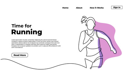 One line drawing female athlete sprint Royalty Free Vector