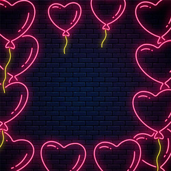 Glowing neon sign of valentines day with heart Vector Image