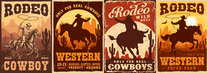Extreme rodeo set stickers colorful Royalty Free Vector