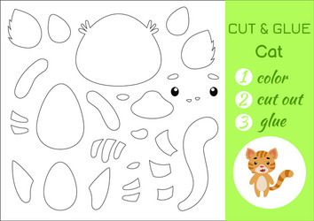 Color cut and glue paper little cat paste Vector Image