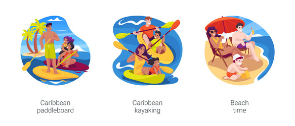 Caribbean paddleboard isolated cartoon Royalty Free Vector