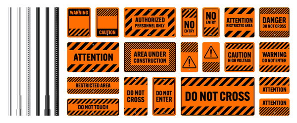 Warning danger signs attention banners Royalty Free Vector