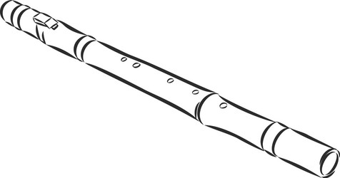 Flute drawing engraving ink line art Royalty Free Vector