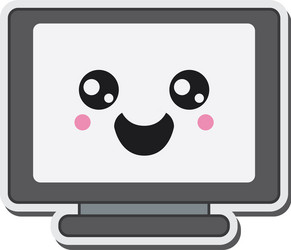 Computer monitor hardware cute kawaii cartoon Vector Image