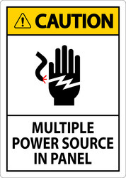Danger sign multiple power source in panel Vector Image