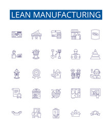 Lean manufacturing line icons signs set design Vector Image