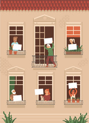 Windows with people opened window neighbors Vector Image