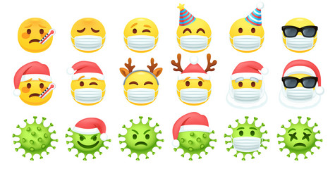 Christmas emojis set Royalty Free Vector Image