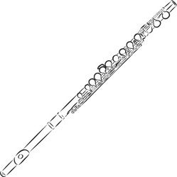 Flute drawing engraving ink line art Royalty Free Vector