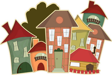 Two houses with human-like facial expressions Vector Image