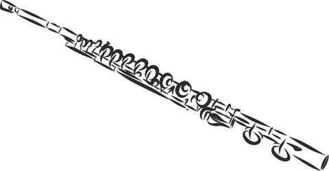 Flute drawing engraving ink line art Royalty Free Vector