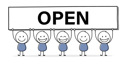 Happy stickman with text on a board - motivation Vector Image