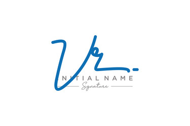 Initial vr signature logo template hand drawn Vector Image