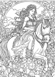 Enchanted realm princess coloring book pages Vector Image