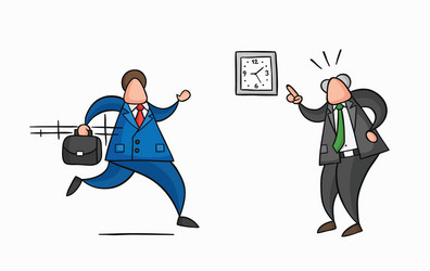 Hand-drawn businessman worker late for work Vector Image