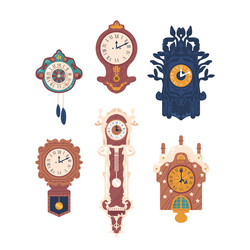 Set clocks icons isolated on white background Vector Image
