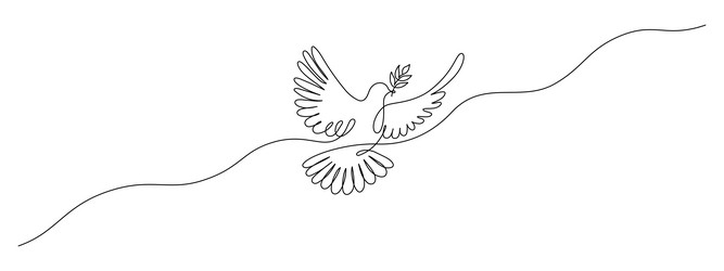 White dove in one continuous line drawing bird Vector Image