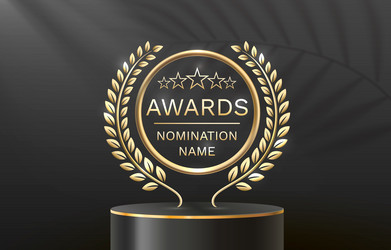 Best awards nomination name podium golden prize Vector Image