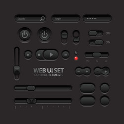 Dark web ui elements buttons switches bars Vector Image
