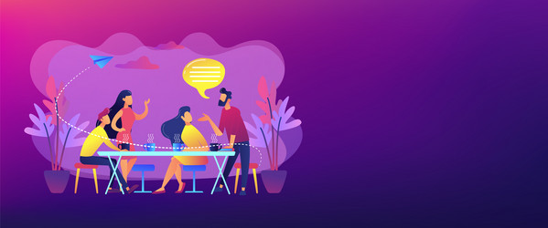 Friends meeting concept banner header Royalty Free Vector