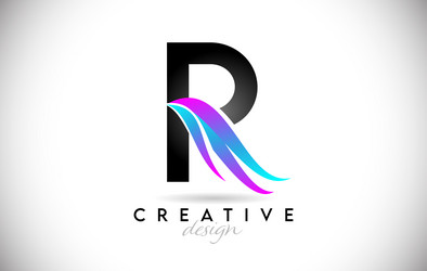 Creative letter r logo with purple gradient Vector Image