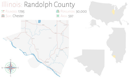 Map of randolph county in illinois Royalty Free Vector Image