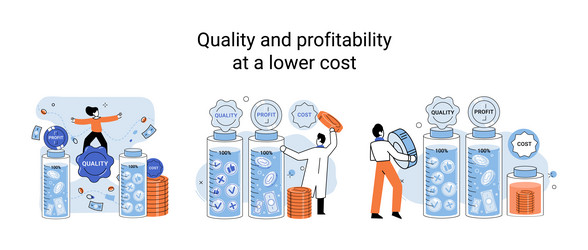Quality and profitability at lower cost Royalty Free Vector