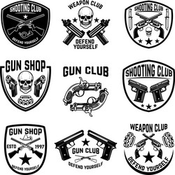 Gun shop shooting club set of elements Royalty Free Vector