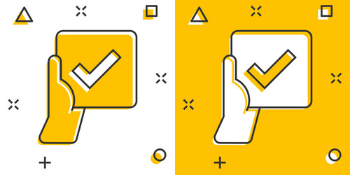 People hand with check mark icon in comic style Vector Image