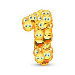 A set of emoticons shaped as nine number Vector Image