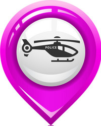 Map marker with icon of a helicopter Royalty Free Vector