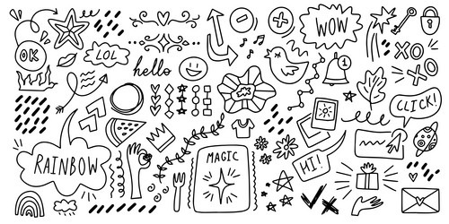 Maths doodle line set school university algebra Vector Image