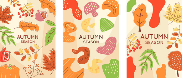 Autumn posters set Royalty Free Vector Image - VectorStock