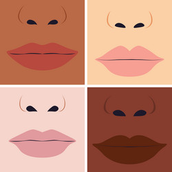 Eyes and lips on different skin tone Royalty Free Vector