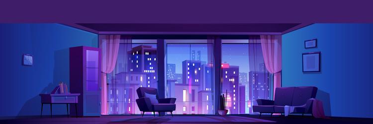 Night house living room interior background Vector Image
